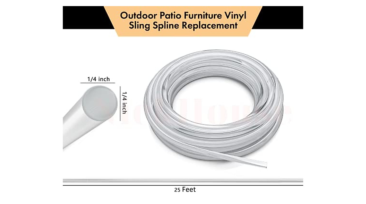 Repair Patio Chairs: 25' 1/4" Vinyl Sling Spline & Awning Cord