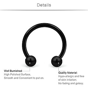 SCERRING 14G Nipple Rings Stainless Steel Nipplerings CZ Heart Tongue Shield Barbell Rings Retainer Body Piercing Jewelry for Women 9/16Inch 8 Pairs Black