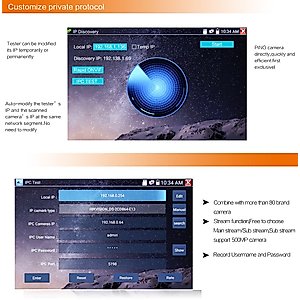 Koolertron Upgraded 7 inch IPS Touch Screen H.265 4K IPC-9800 Plus IP Camera Tester CCTV CVBS Analog Tester Built in WiFi with POE/WIFI/8G TF Card/HDMI Output/RJ45 TDR/Dual Window Test/Firmware