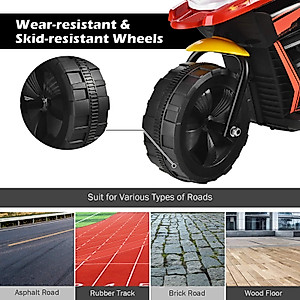 Costzon Toddler Motorcycle, 6V Battery Powered 3 Wheels Ride on Motorcycle with Cartoon Windshield, Music, Horn, Forward Backward Switch, Electric Motorcycle for Kids Toddlers Girls & Boys