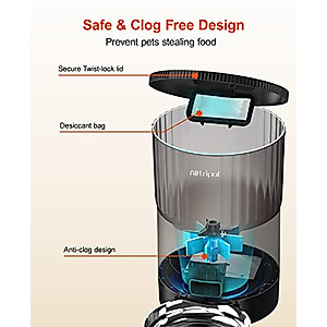 Automatic Cat Feeders with Timer, Cat Feeder Automatic Dog Food Dispenser for Pet Dry Food-Smart Pet Feeder Automatic Large Dog Feeder for Cats and Dogs with Stainless Steel Bowl, 1-6 Meals Per Day