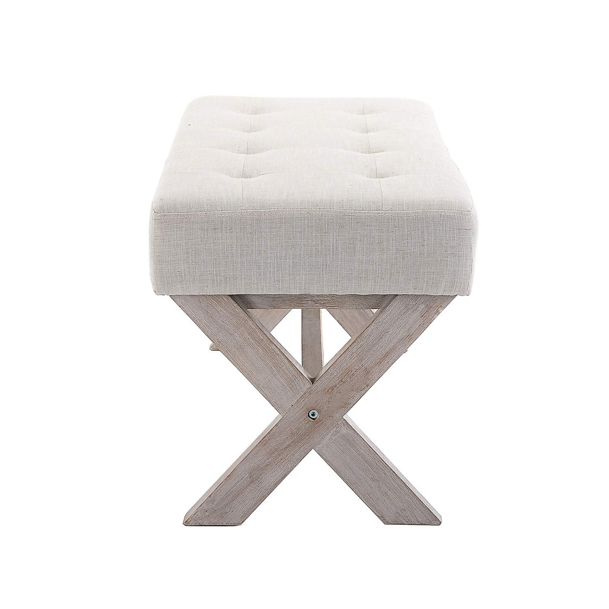 chairus Fabric Upholstered Entryway Bench Seat, 36 inch Bedroom Bench Seat with X-Shaped Wood Legs for Living Room, Foyer or Hallway - Cream