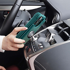 VANAVAGY Compatible for iPhone 13 Pro Wallet Case for Women Men, PU Leather Flip Folio Phone Cover Fits Magnetic Car Mount with Credit Card Holder, Midnight Green