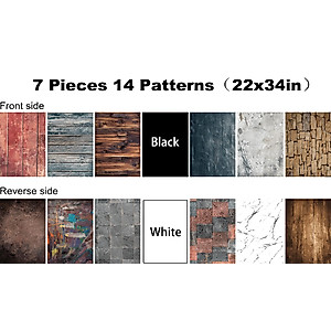 Food Photography Backdrops with Stand | 7PCS 14Patterns 22x34in | Product Photography Background Paper | Table Photography Backdrops