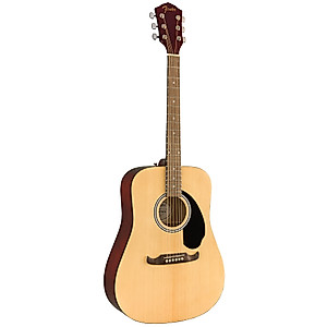 Fender FA-125 Dreadnought Guitar - Natural Bundle with Hard Case, Tuner, Strap, Strings, String Winder, Picks, and Austin Bazaar Instructional DVD