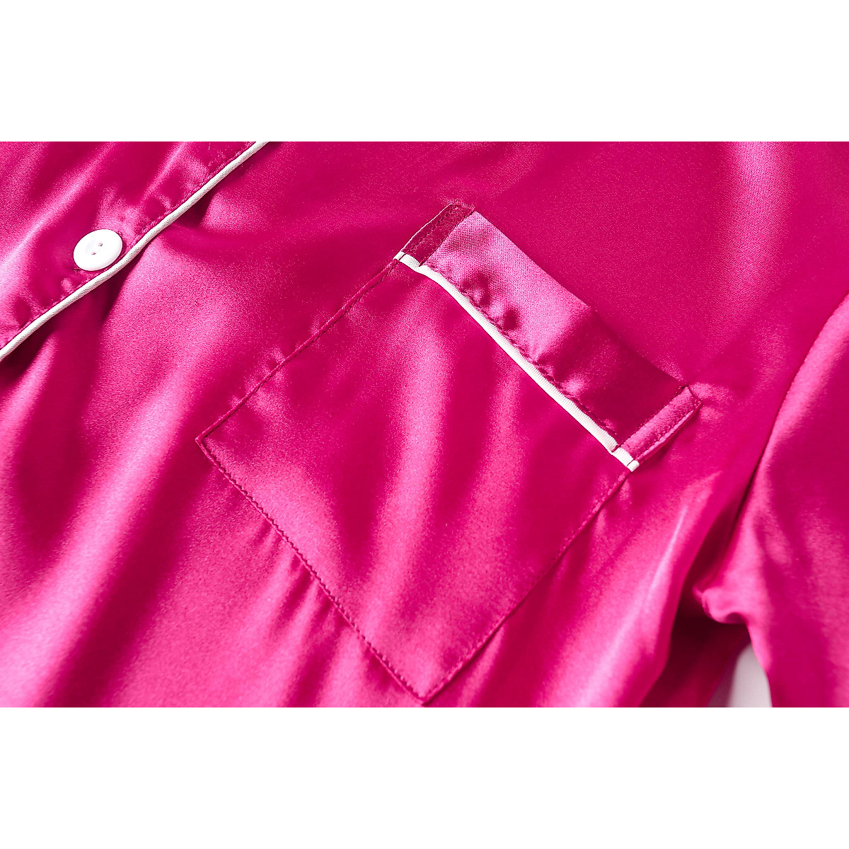 Hupohoi Girls Satin Pajamas Dress Button Down Silky Sleepwear Nightgown Short Sleeve Nightshirt Dresses, Rose, 12