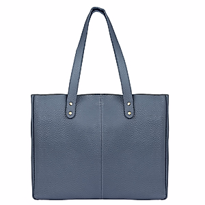 KomalC Leather Tote Bag for Women Purse Satchel Travel Bag shopping Carry Messenger Multipurpose Handbag (15 INCH, Blue)