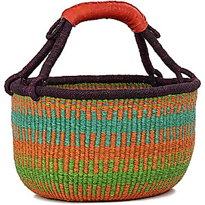 Fair Trade Ghana Bolga African Large Market Basket 16-17.50" Across X 9-11" Tall (plus handle), GB01L.66676