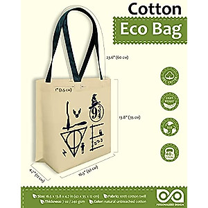 Personalized.Design Tote Bag Harry Potter Love - Reusable Cotton Canvas Organic Shoulder Craft Bag, ECBG-007, Beige, Large