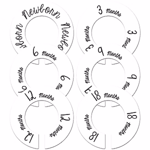Baby Nursery Gender Neutral Closet Clothing Size Dividers White Set of 6 Fits 1.5" Rod