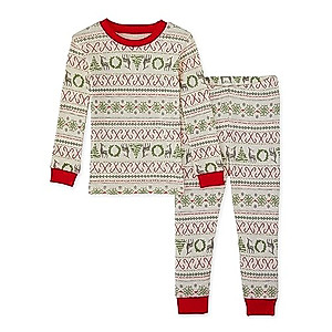 Burt's Bees Baby Baby Girls' Pajamas, Tee and Pant 2-Piece Pj Set, My Deerest Fair Isle, 2T