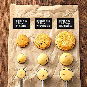 Spring Chef - Cookie Scoop with Trigger Release, Multifunctional Scoop for Melon, Protein Balls, and Meatballs, Stainless Steel Medium Cookie Scoop for 1.7 Tablespoon Cookie Dough, Size #40, Black