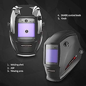 Monster & Master Auto Darkening Welding Helmet, 4 Arc Sensor Wide Shade, Large Viewing Screen Welding Mask, Welding Helmets for Men, MM-001