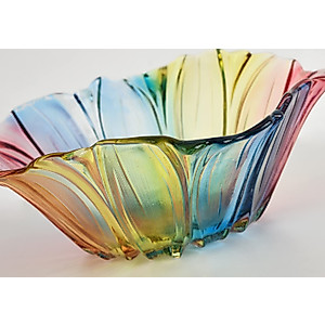 YITONGDA 2-Pack,11.8-inch 7.5-inch,Colorfu Glass Fruit Bowl,Candy Bowl,Snacks Bowl,Salad and Vegetables Bowl for Home and Kitchen,Country Style