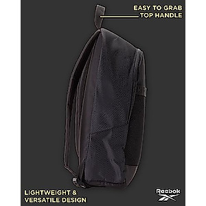 Reebok Backpack - Rimson Sports Gym Bag - Lightweight Carry On Weekend Overnight Luggage - Casual Daypack for Travel, Beach, Black-New