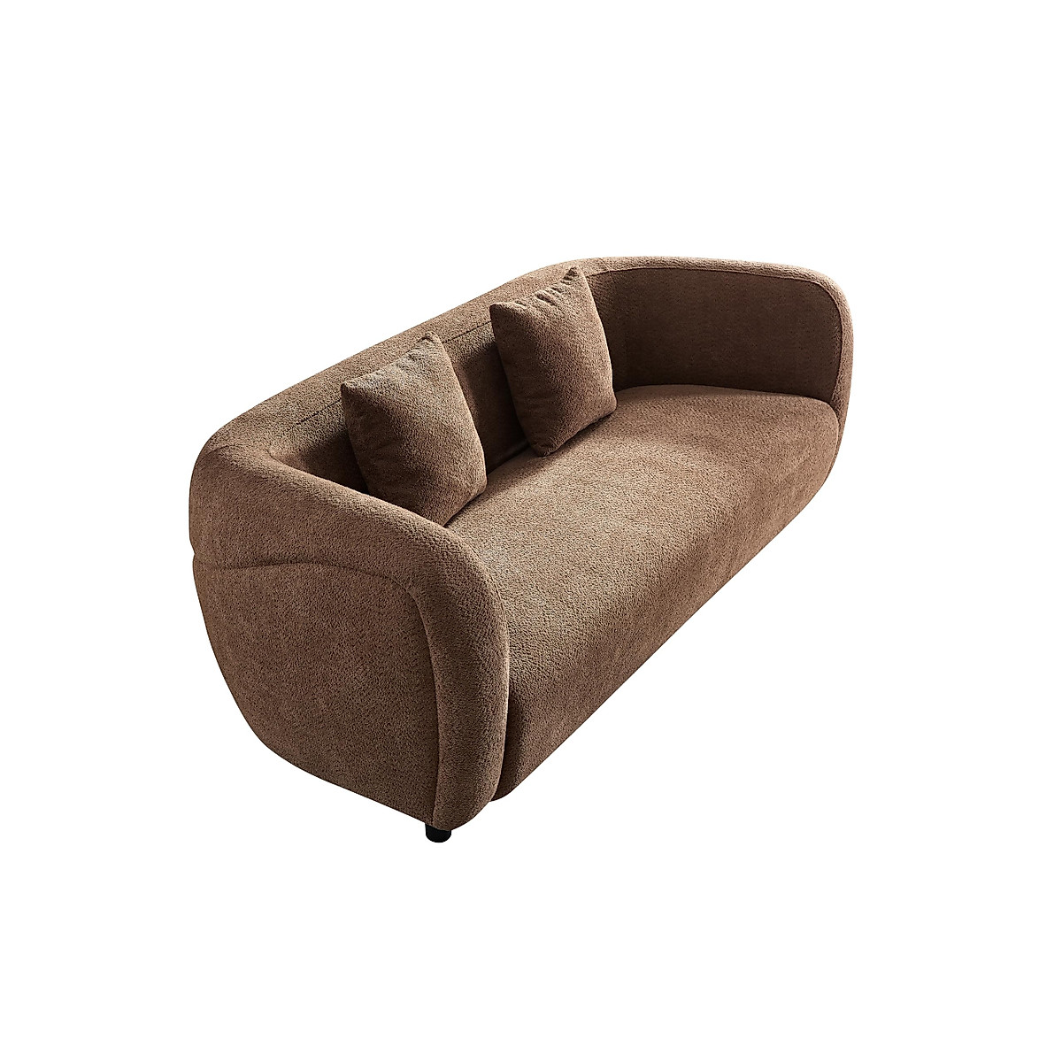 M MEETAKING 88.6'' Modern Texudo Sofa, 3-Seater Sofa with High Armrests,Luxury Curved Sofa, Oversized Boucle Sofa Couch, Modern Sofa for Living Room, Bedroom, Dining Room, Office, Guestroom (Camel)