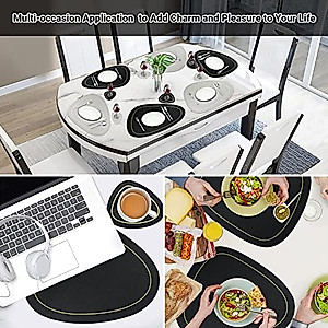 Placemats Double-Sided Leather Placemat Indoor Outdoor Table Mats Set of 6 with Coasters Heat Resistant Waterproof Oil-Proof Washable Wipeable Place Mats for Kitchen Dining Patio Table Decor