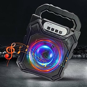 GBSELL Wireless Bluetooth Speaker, Outdoor Portable Stereo with Colourful Running Lights, Portable Mini Stereo, 18-Hour Playtime Outdoor Speaker for Home Party (Black)