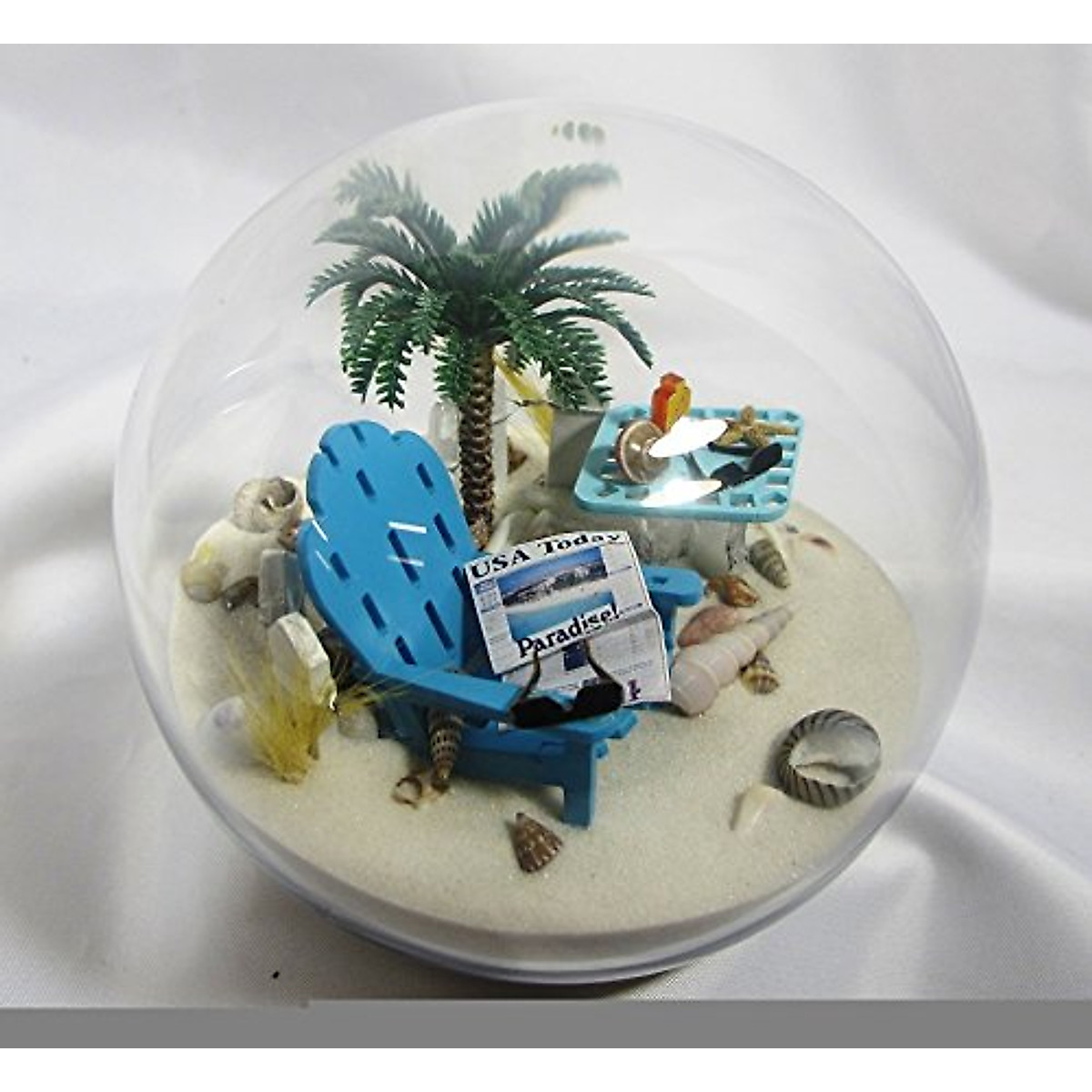 Sand & Shell Sandglobe Paperweight 4-inch Adirondack Chair Scene, White Sand