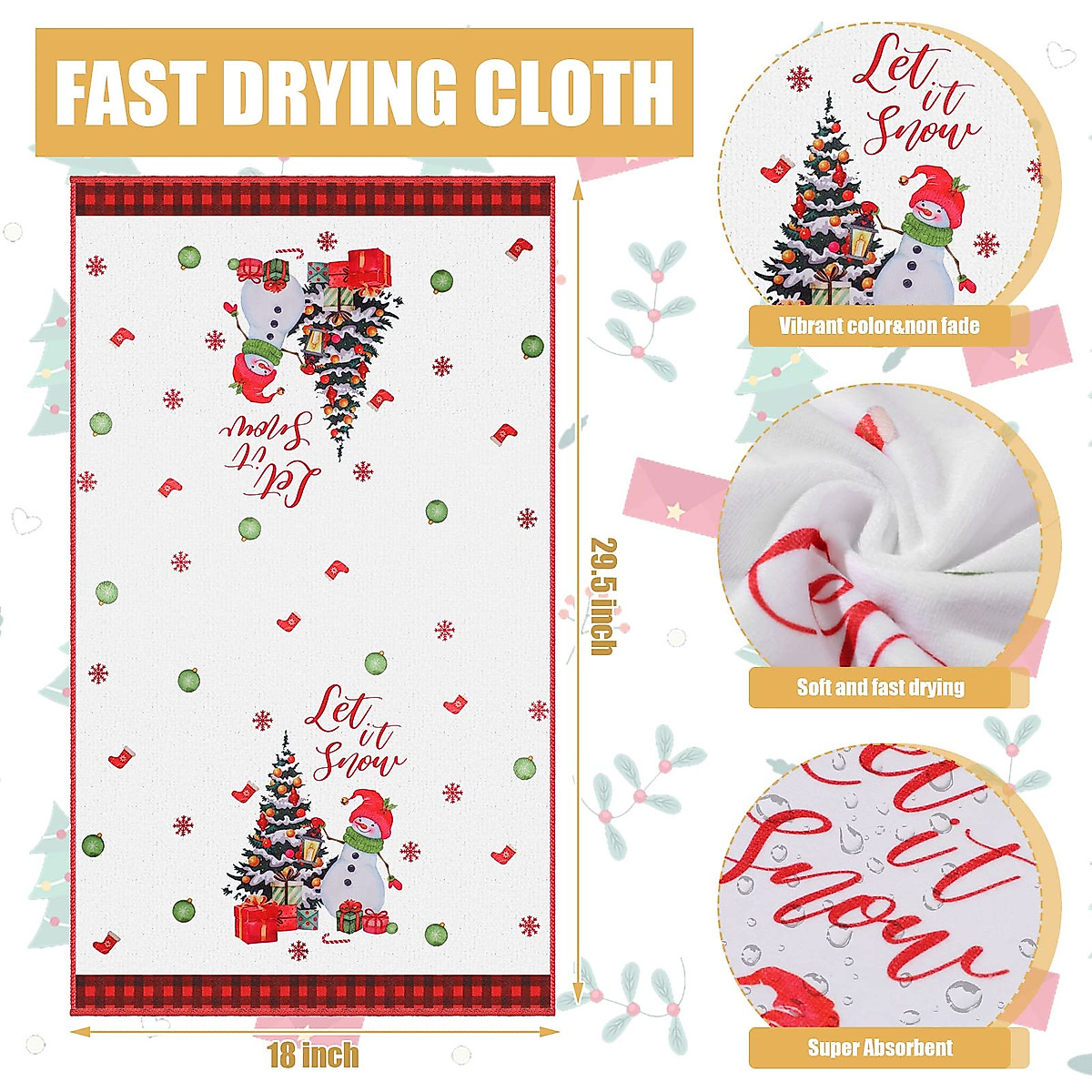 Cunhill 4 Pack Winter Blue Kitchen Towels, 18 x 28 Inch Winter Gnome Kitchen Dish Towel Blue Wood Tiered Tray Tea Hand Drying Baking Cloth Birdhouse Pine Cone Decor Home Decorations