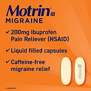 Motrin IB Migraine Liquid Gel Caps, Ibuprofen 200 mg, Migraine Relief Medicine, 80 Ct