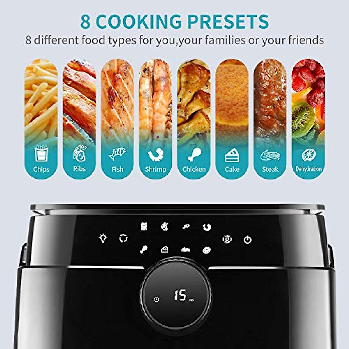 Ultrean Air Fryer oven, 12.5 Quart Airfryer Toaster Oven with Rotisserie,Bake,Dehydrator,Auto Shutoff and 8 Touch Screen Preset, 8 Accessories & 50 Recipes