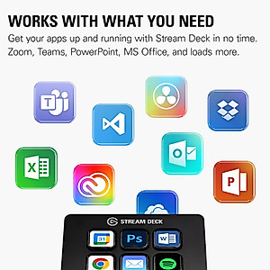 Elgato Stream Deck Mini – Control Zoom, Teams, PowerPoint, MS Office and More, Boost Productivity with Seamless Integration for Daily Apps, Set Up Shortcuts Easily, Compatible with Mac and PC