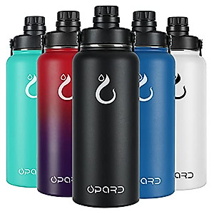 Opard Insulated Stainless Steel Water Bottle, 32oz Reusable Metal Water Bottles with Straw and Spout, One Lid Dual-Use