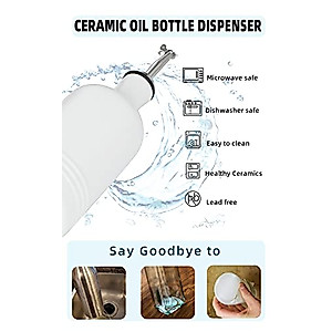 HAOTOP Ceramic Olive Oil Dispenser Bottle,Perfect for Storage of Oil or Vinegar,14 oz (White)