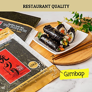 CHOI's 1(Daechun) Roasted Seaweed, Gim, Sushi Nori - (50 full sheets)- Gold Grade- Vegan, Keto, Gluten Free, Full of Fiber, Vitamin, Mineral, High protein, Omega 3's- Product of Korea