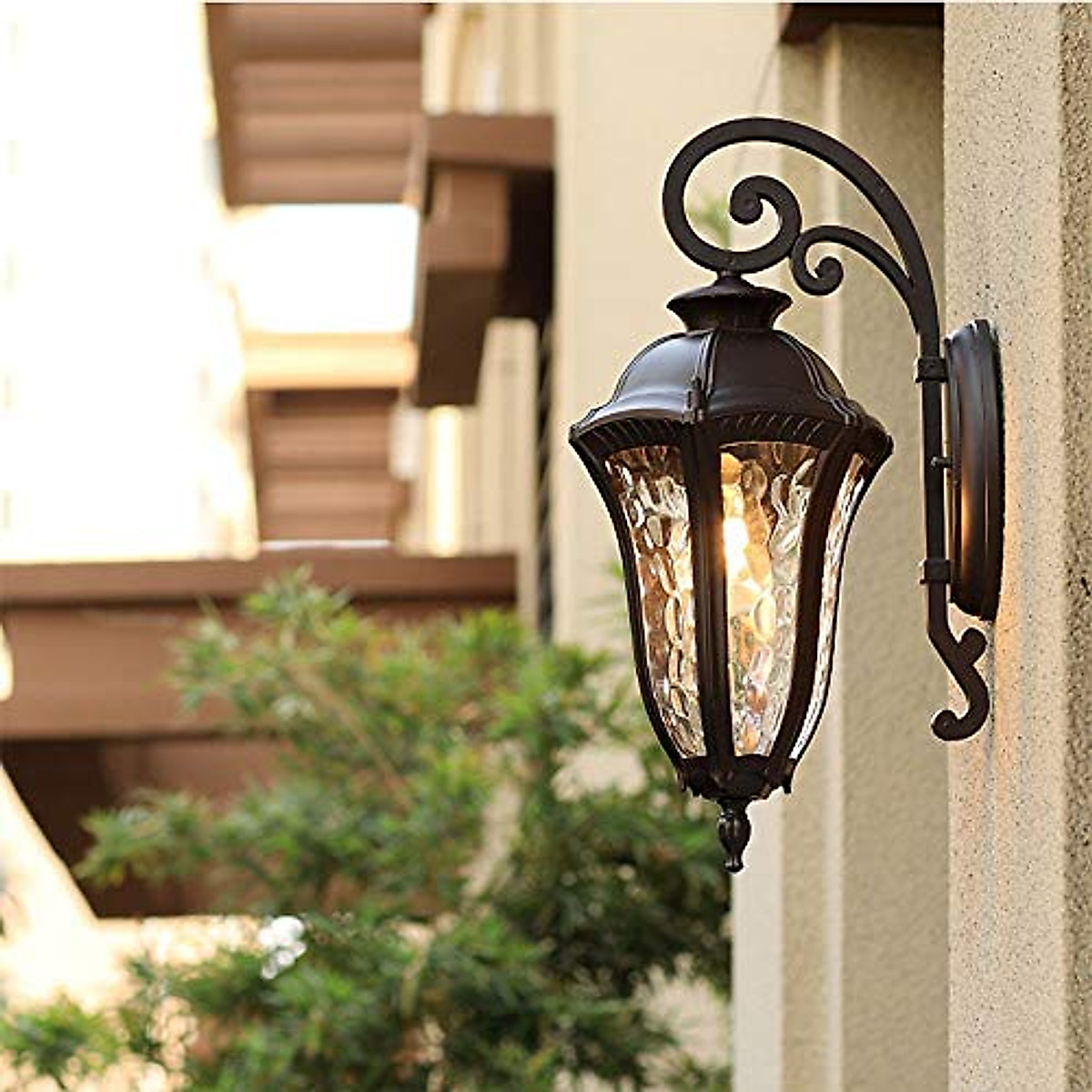 MUMUMI Waterproof Gate Villa Outdoor European Style Wall Lamp E27 Home Garden Creative Personality Coffee Color Wall Sconces Lights, Industrial Wall Light (Size : S)