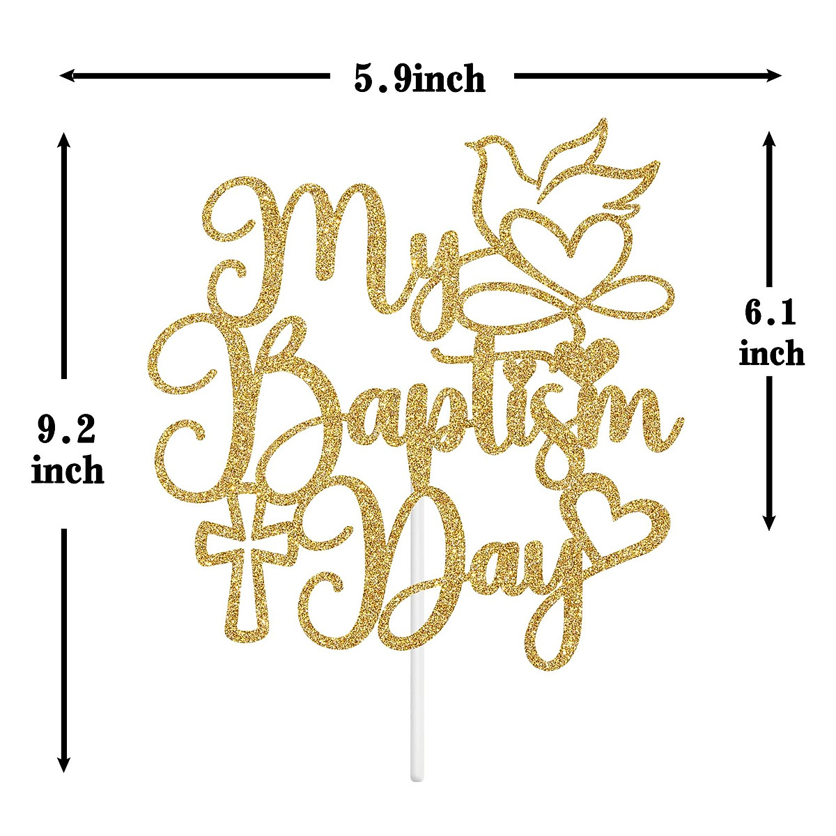 My Baptism Day Cake Topper, First Holy Communion, On Your Confirmation, Bridal Shower/Wedding/Baptism/Christening Baby Shower Party Decorations, Gold Glitter