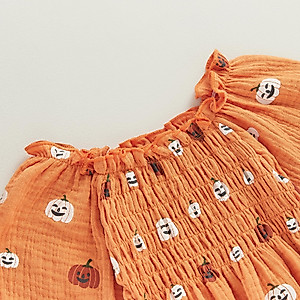 farrubbyine8 Baby Girl Halloween outfit Cute Pumpkin Romper Long Sleeve Bodysuit First Halloween Outfit Newborn Girl Fall Clothes (Orange, 0-6 Months)