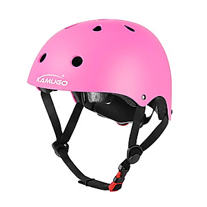 KAMUGO Kids Adjustable Helmet, Suitable for Toddler Kids Ages 2-8 Boys Girls, Multi-Sport Safety Cycling Skating Scooter Helmet (DarkPink, Small)