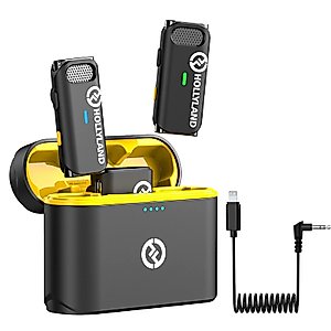 Hollyland Lark M1 Wireless Lavalier Microphone (2TX+1RX), Black Bundle with 3.5mm TRS to Lightning Audio Adapter Cable