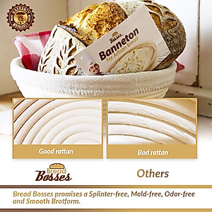 Round Bread Banneton Proofing Basket - 9 Inch Baskets Sourdough Brotform Proofing Basket and 9 Inch Bread Banneton Proofing Basket - Baking Bowl