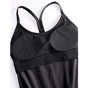 CRZ YOGA Seamless Workout Tank Tops for Women Racerback Athletic Camisole Sports Shirts with Built in Bra Black Large