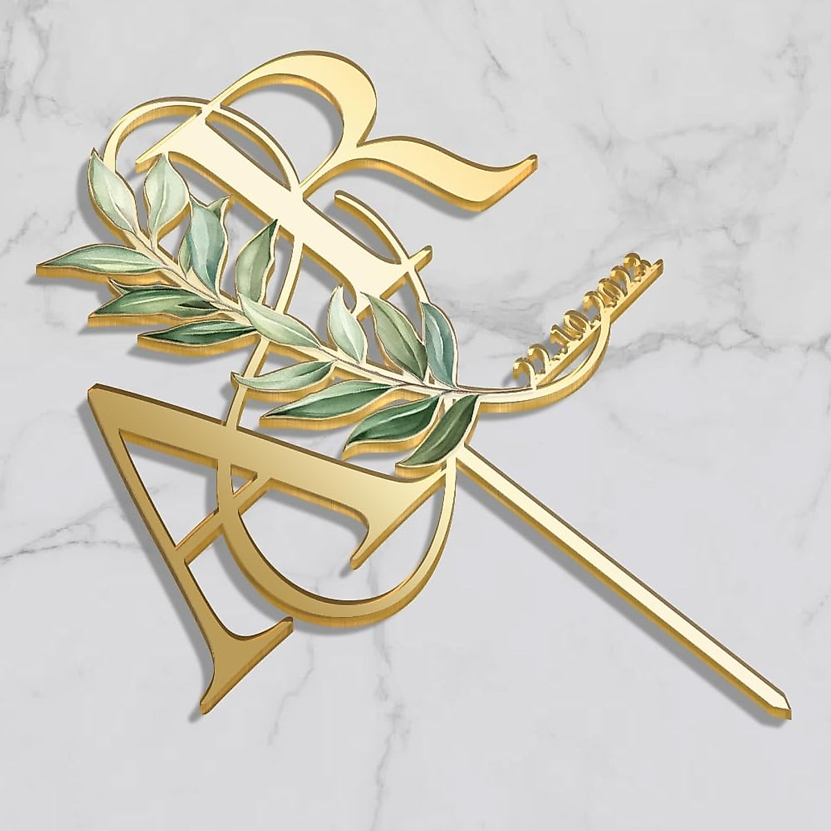 Party to Be Personalized Wedding Cake Topper in Acrylic Custom Bride and Groom Initial Cake Topper Cake Decoration (Design 03)