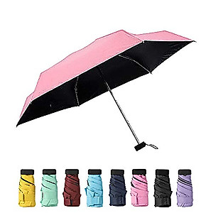 TOPTIE Mini Windproof Travel Umbrella, Compact Sun & Rain Umbrella with UV Protection (Pink)