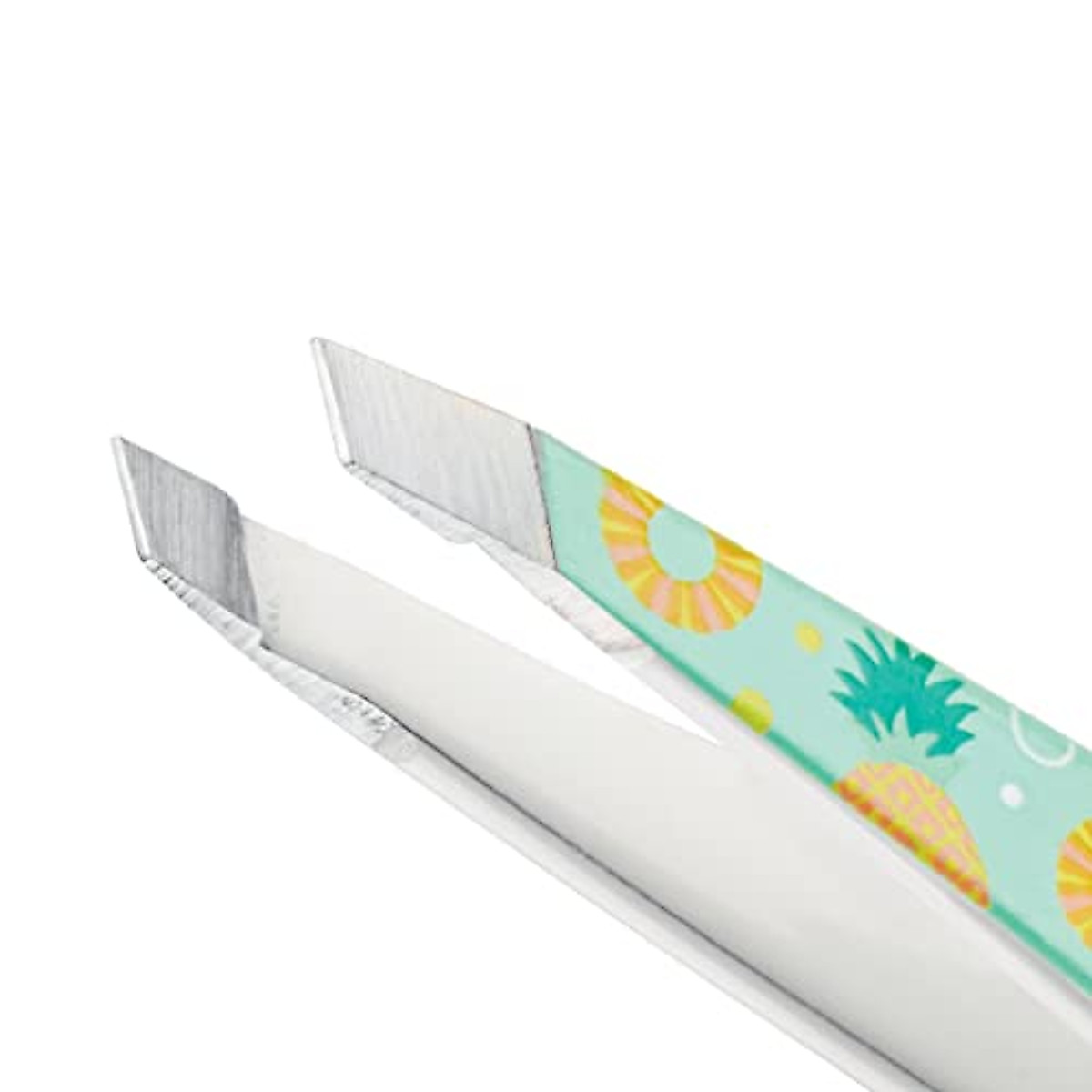 Tweezerman Mini Slant Tweezer - Tweezers for Eyebrows, Travel Tweezers for Eyebrows, Facial Hair, Ingrown Hair (Pineapple Punch)