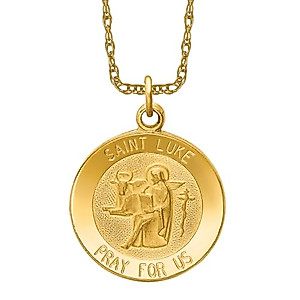 IceCarats 14K Yellow Gold Saint Luke Medal Necklace Charm Pendant Only