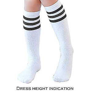 NEVSNEV Knee High Tube Socks Comfortable and Breathable with Triple Stripes for Boys, Girls, Toddlers, Kids, Baby and Child