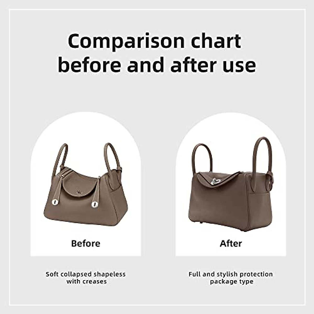 DGAZ Purse Organizer Insert，Silk Bag Organizer，Luxury Handbag & Tote Shaper Fits Lindy 19/26/30/34 Bags（Etoupe grey，LD26）