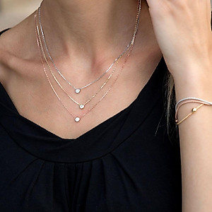 Triple Strand Necklace 16_? Ss 17_? Yellow Gold Plated Ss 18_? 14k Rose Gold Plated Ss Strands Jewelry for Women