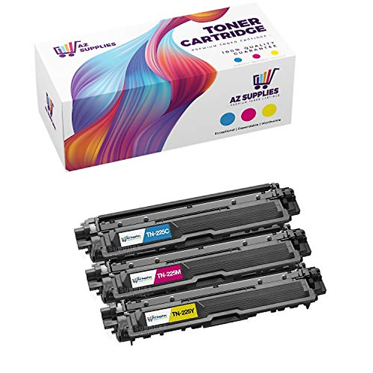AZ Compatible Toner Cartridge Replacement for Brother TN225 (TN225C / TN225M / TN225Y) use in HL-3140CW HL-3170CDW MFC-9130CW MFC-9330CDW MFC-9340CDW (Cyan, Magenta, Yellow, 3-Pack)