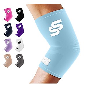 Sleeve Stars Elbow Compression Sleeve for Women & Men, Tendonitis Elbow Brace & Elbow Support for Pain & Arthritis, Tennis Elbow Sleeve Arm Protector Wrap for Golf & Sports (S-XXL) (L: 10"-12", Light Blue)