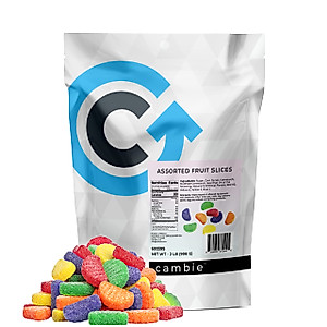 Assorted Fruit Slices Gummy Candy by Cambie | 2 lbs of Fruit Flavored Jellies | Bulk Assorted Fruit Slices Gummy Candy Packaged in a Resealable Pouch | 2 lb