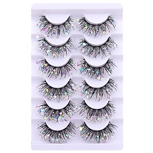 wiwoseo False Eyelashes Christmas Shining Lashes Natural Volume Colorful Decorative Eyelashes Fluffy Wispy Faux Mink Lashes For Festival Shining in the Night for Christmas New Year Cosplay Party