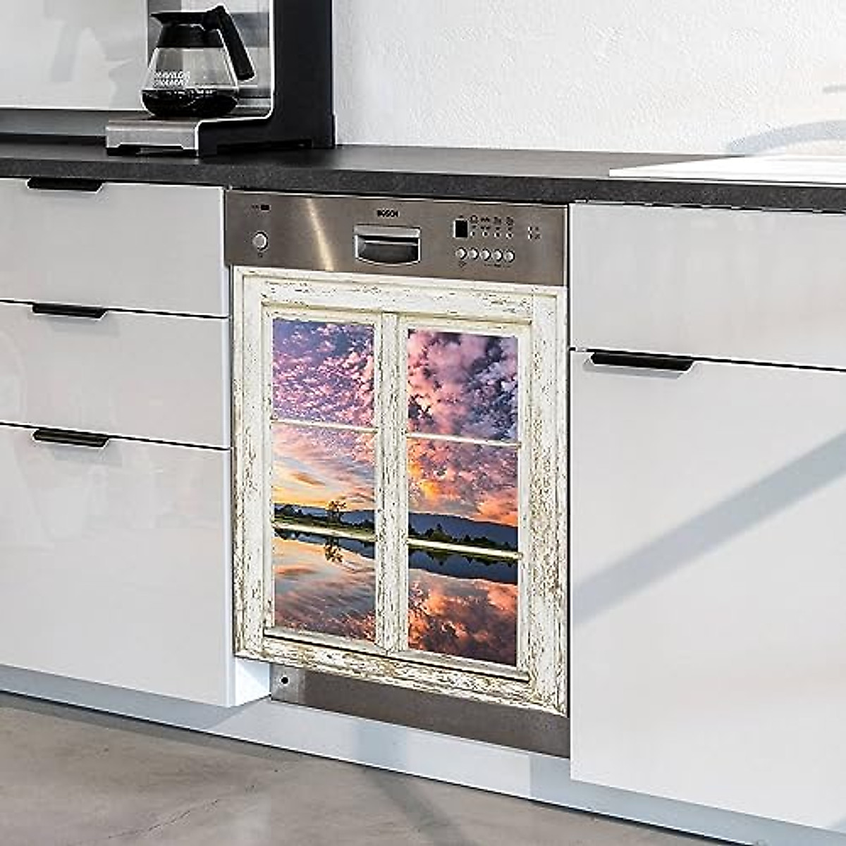 Dishwasher Magnet Cover Dramatic Pink Clouds Reflection Magnetic Refrigerator Stickers Decorative Appliance Cover Fridge Panels Metal Door Garage 23x26in