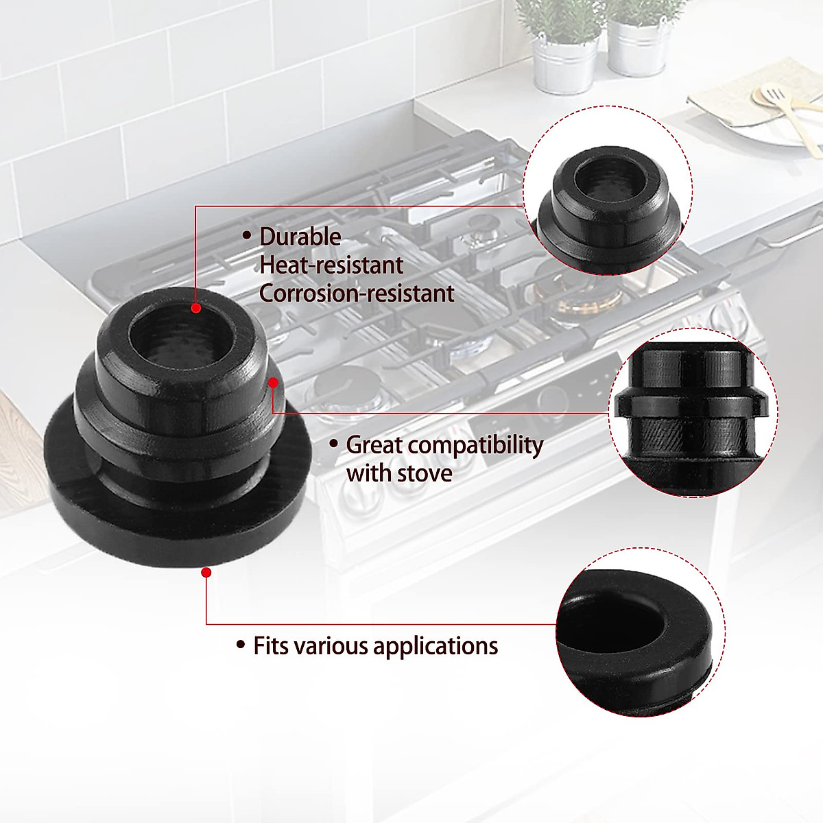 SMEV 50805 RV Stove Parts Grommets for Dometic Stove Top Parts D21 Cooktop Grate Rubber Grommets Replacemet RV Stove top rubber bumpers Dometic Stove Protector Range Burner Grate Rubber Feet Pad 12Pcs